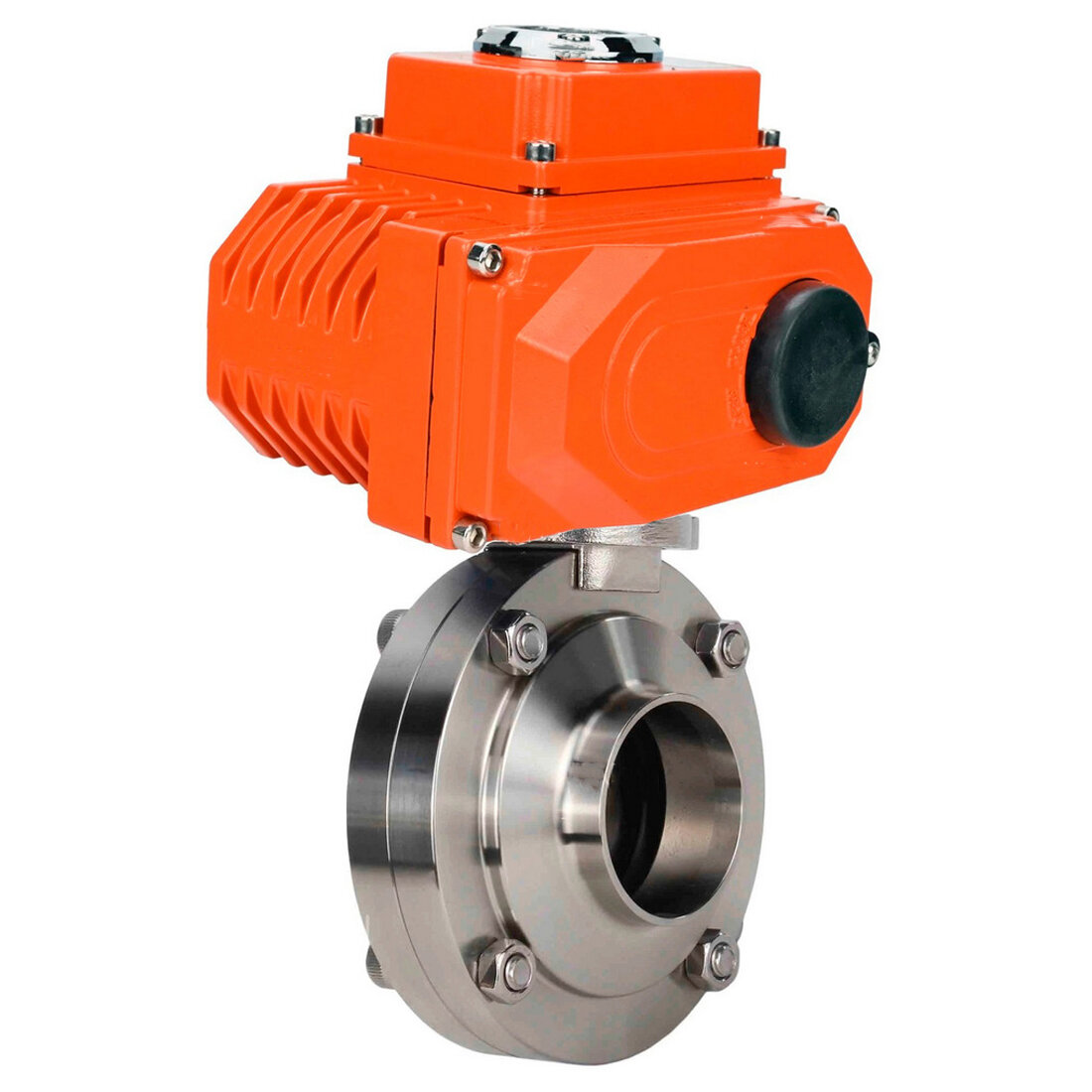 Затвор дисковый поворотный DN. ru 304-304-EPDM-2W- W-H Ду20 Ру10 под приварку, корпус - пищевая нержавеющая сталь 304, уплотнение - EPDM, с электроприводом QT2-003-220VAC (опрессовано)