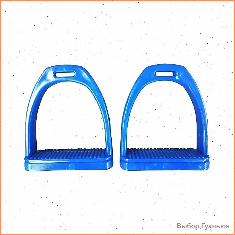 Стремена для лошади, пластик, синий, нескользящий коврик, размер L