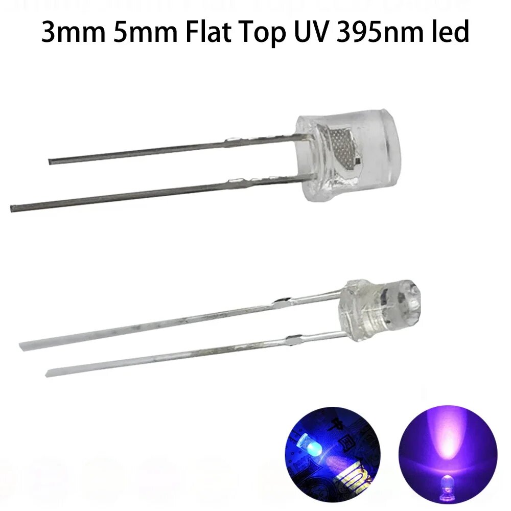 УФ лампа XINCNDAY 3мм 5мм, 5mm 395nm, 50PCS