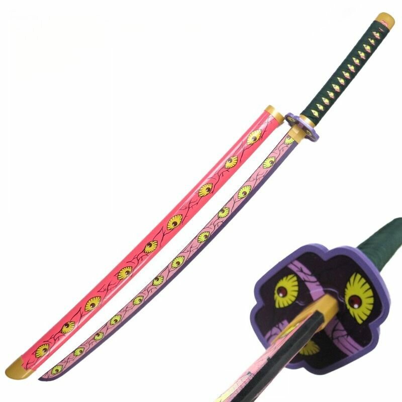 Катана из прочного нейлона Кокушибо, аниме Клинок рассекающий демонов Demon Slayer, меч Луны 103 см, тренировочный меч