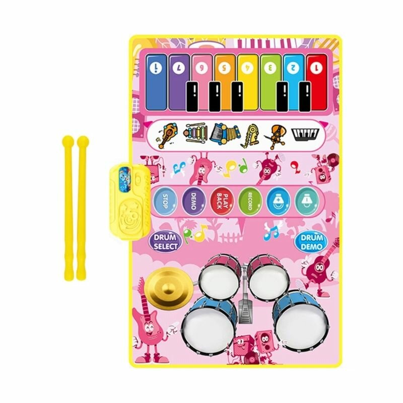 Детская музыкальная игрушка-коврик для ног "два в одном"- розовый