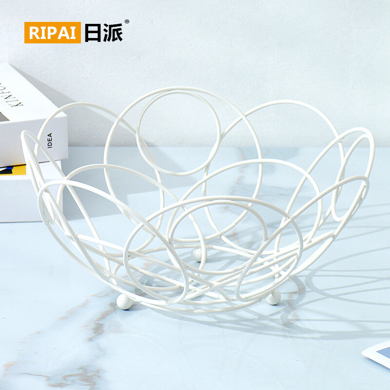 Железная художественная корзина для фруктов, фруктовая тарелка, хранение закусок на журнальном столике в гостиной, креативная фруктовая корзина, фруктовая тарелка, легкая роскошь, высококачественное ощущение