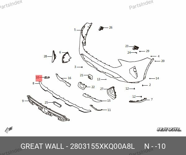 Накладка правая решетки бампера переднего HAVAL F7, HAVAL 2803155XKQ00A8L