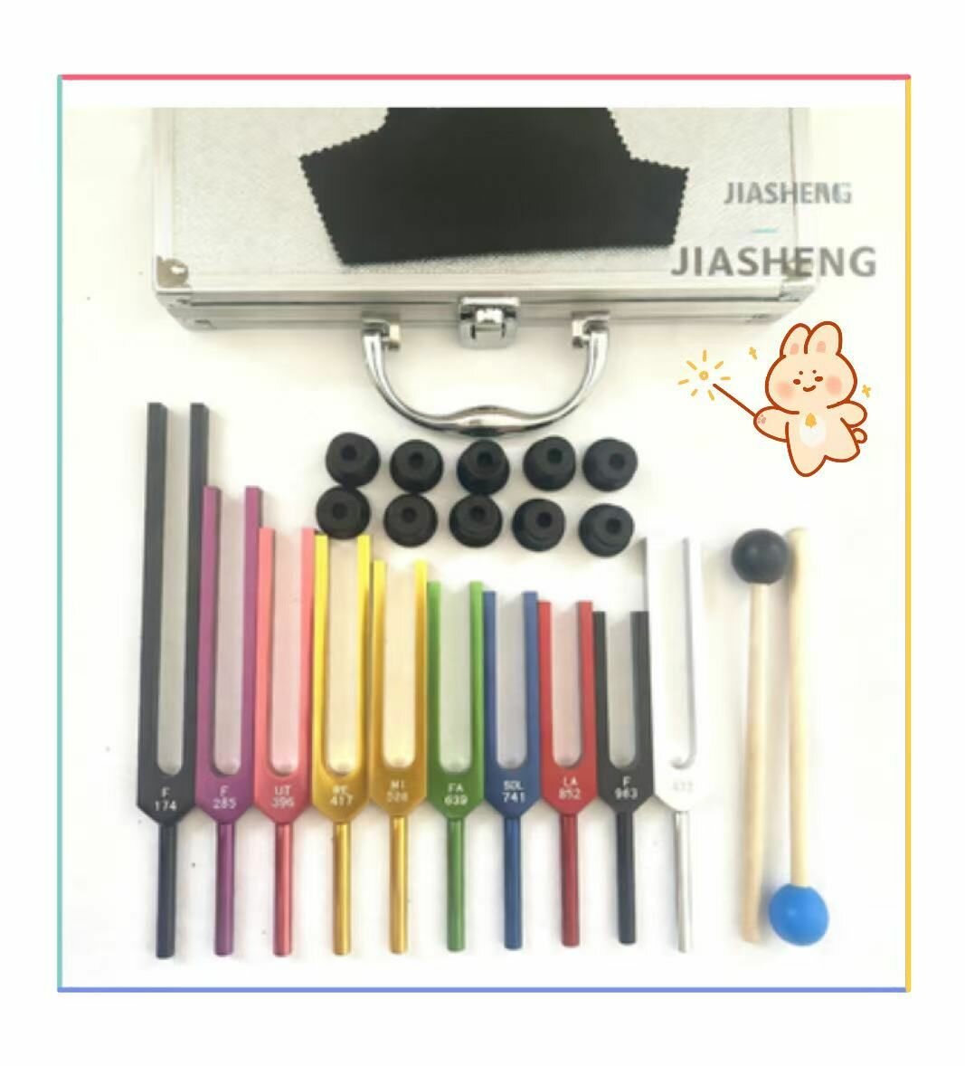 Десять наборов цветных камертонов (174 Гц-432 Гц)