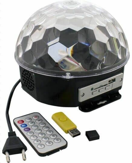 Светильник музыкальный Диско-шар старт LED Disco RGB TL/MP3 220В ДУ динамик микрофон проигрывает с U