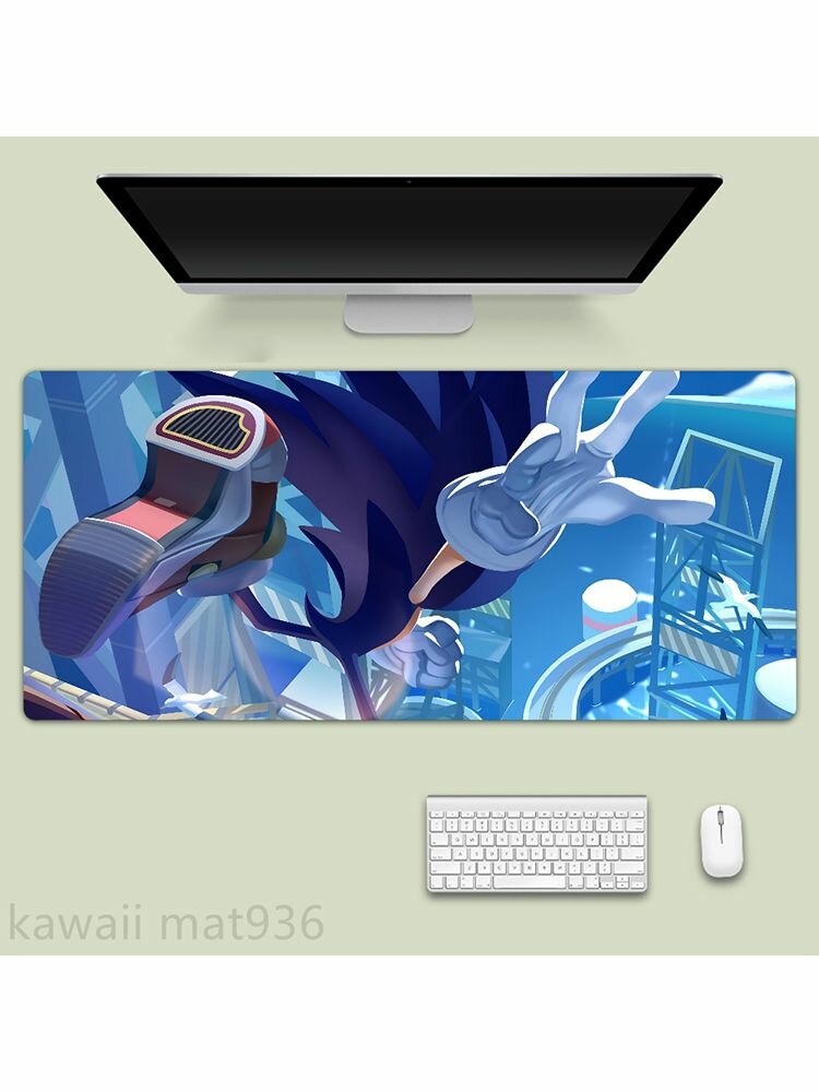 Игровой коврик Sonic The Hedgehog, нескользящий, для мыши, 40 см x 90 см, XXL