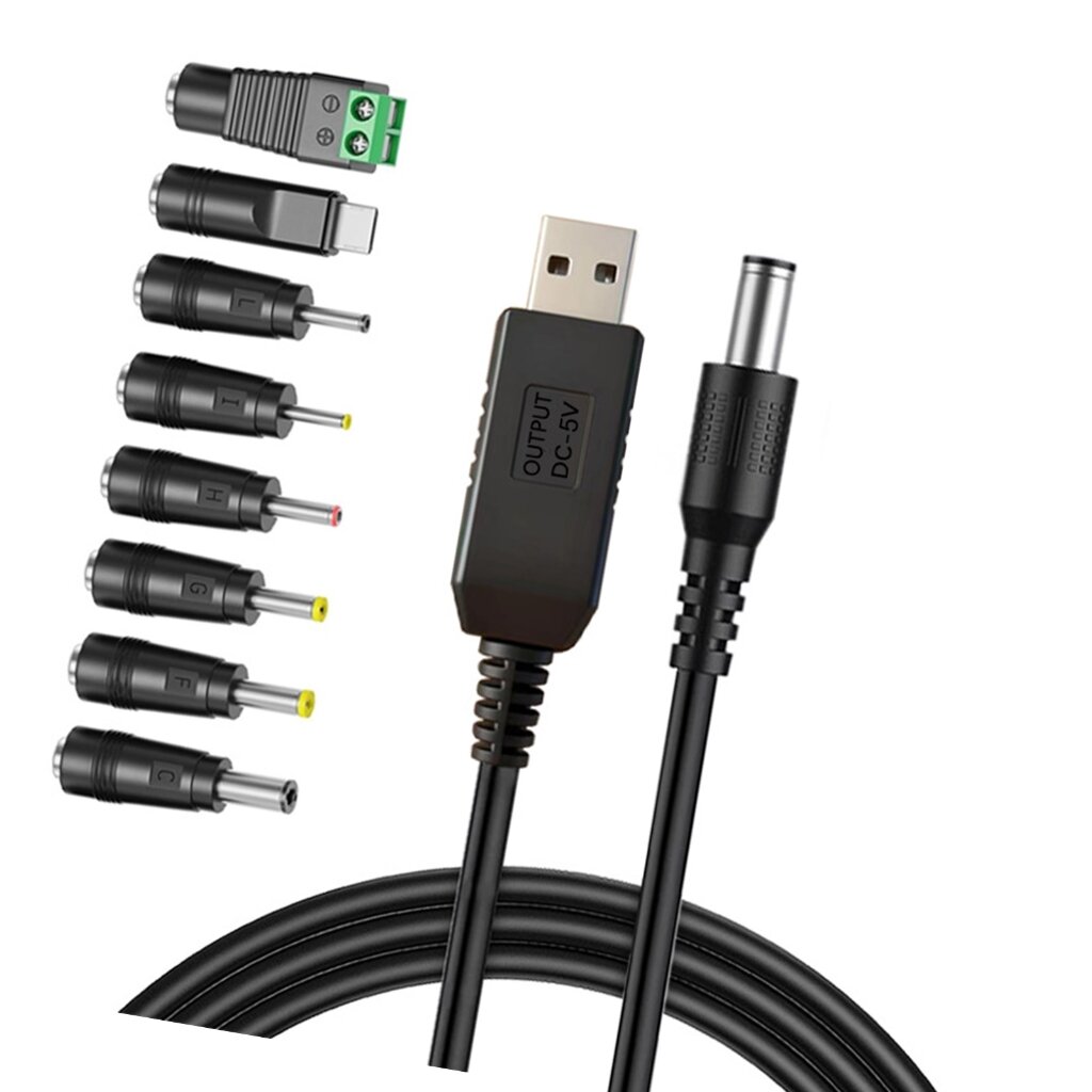 Кабель повышающих преобразователей из ПВХ от USB до DC5.5mm 5V/9V/ 12V 8 адаптеров для использования в камере
