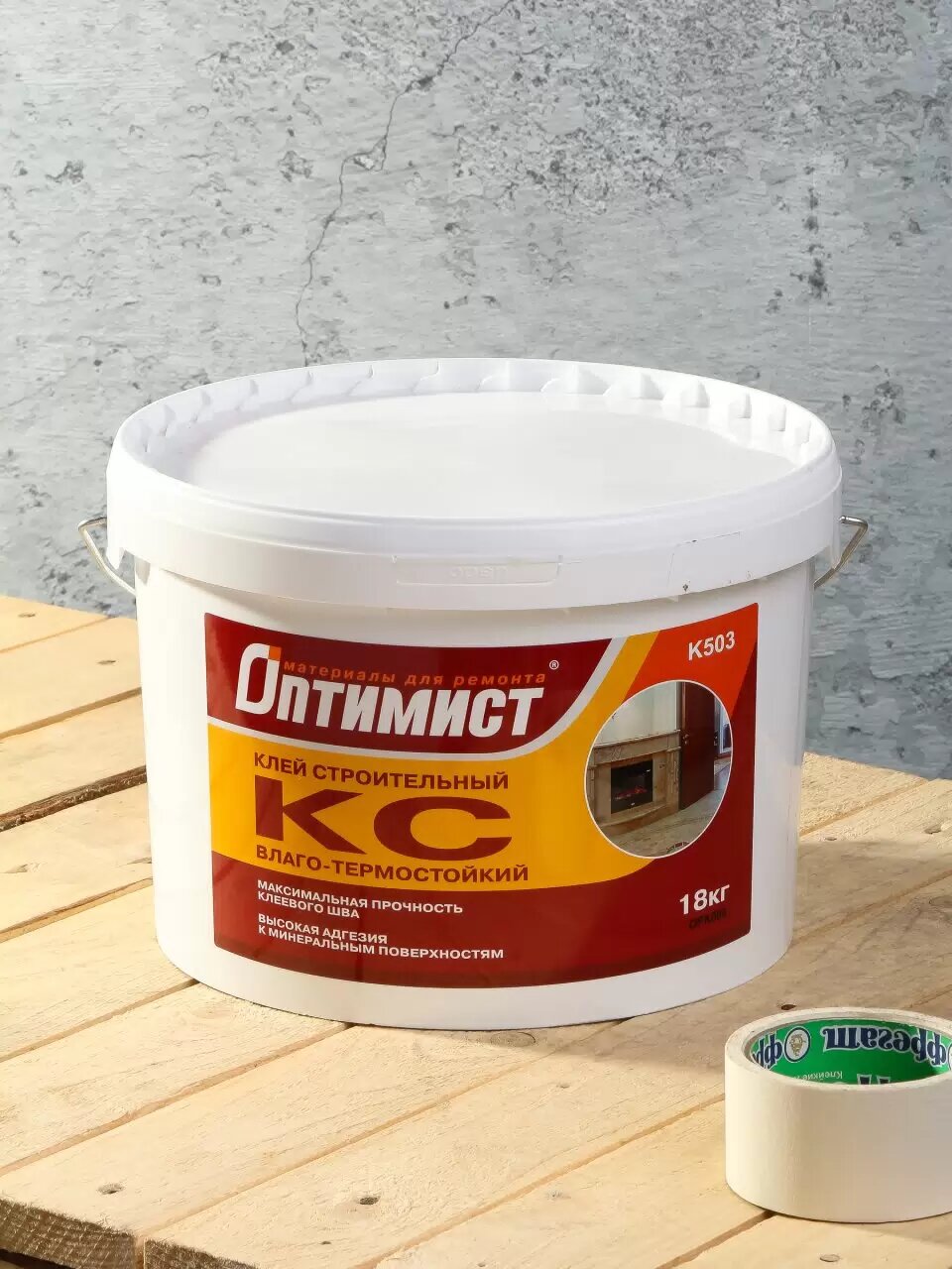 Клей Оптимист, строительный, водостойкий, однокомпонентный, 18 кг, K503, КС