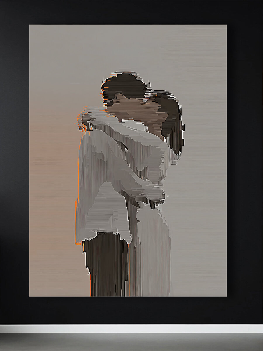 Картина на стену - "Любовная история мужчины и женщины, влюбленная парочка, романтика на холсте" , 50х70 см.