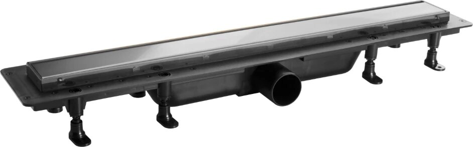 Душевой трап (лоток) PlastBrno Design 4 SZH965M 64,4 см, с решеткой, 2 в 1 под плитку, оружейная сталь матовый