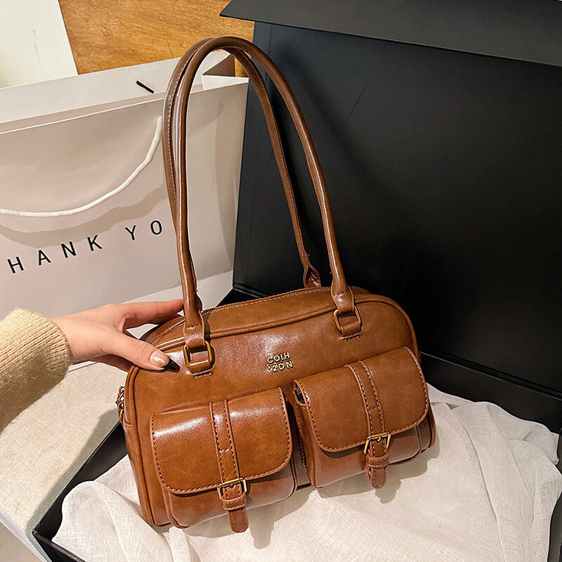 ⭐Новая ретро сумка для боулинга Boston, большая вместимость, женская сумка, повседневная универсальная сумка для работы, подмышечная сумка через плечо⭐