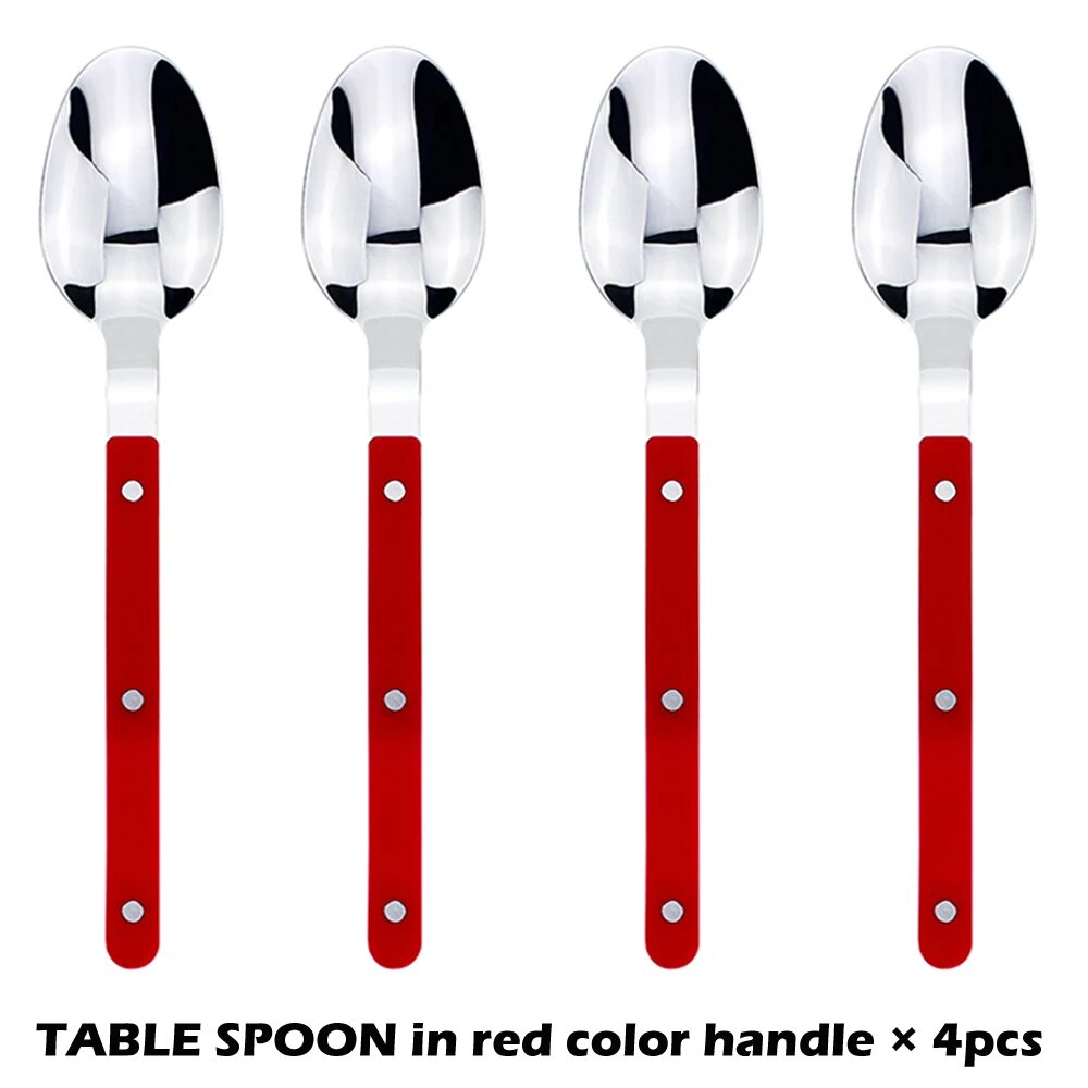 Набор столовых приборов LUCF из нержавеющей стали Красный, 4 Red DSpoons