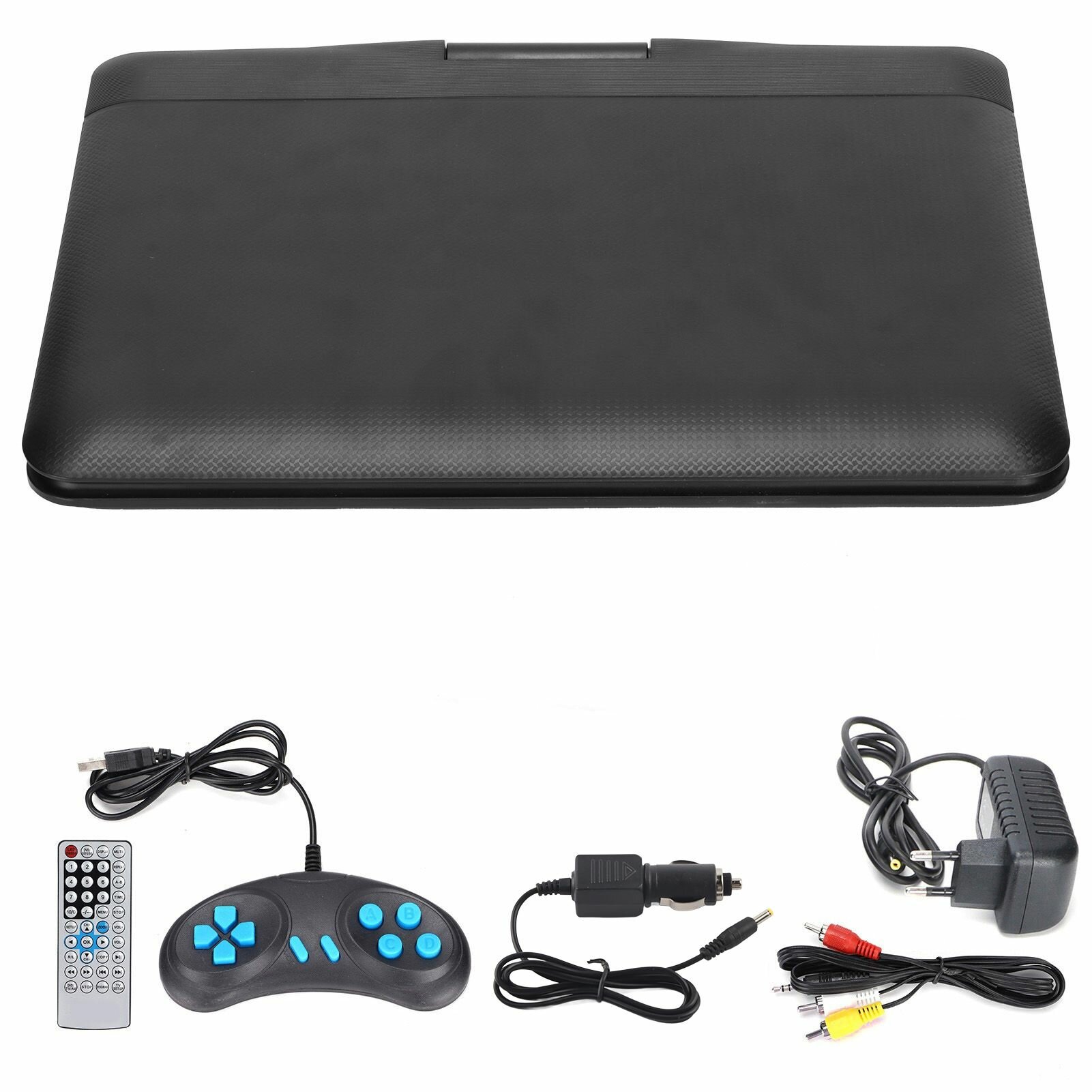 Портативный детский DVD-плеер HD, с пультом и ручкой, автомобильный, черный