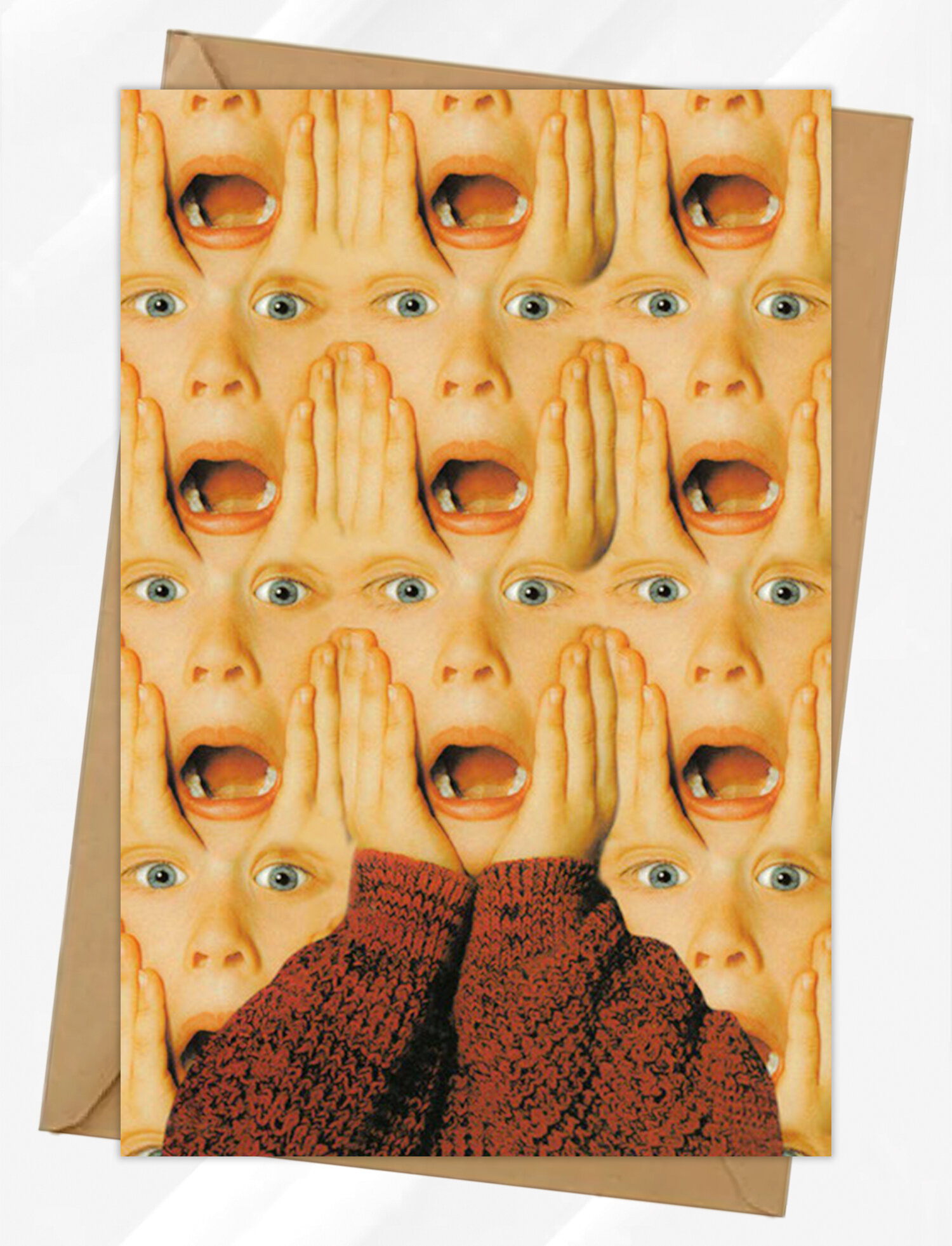 Дизайнерская открытка "Один дома" (10х15см, плотная бумага, авторский креатив)