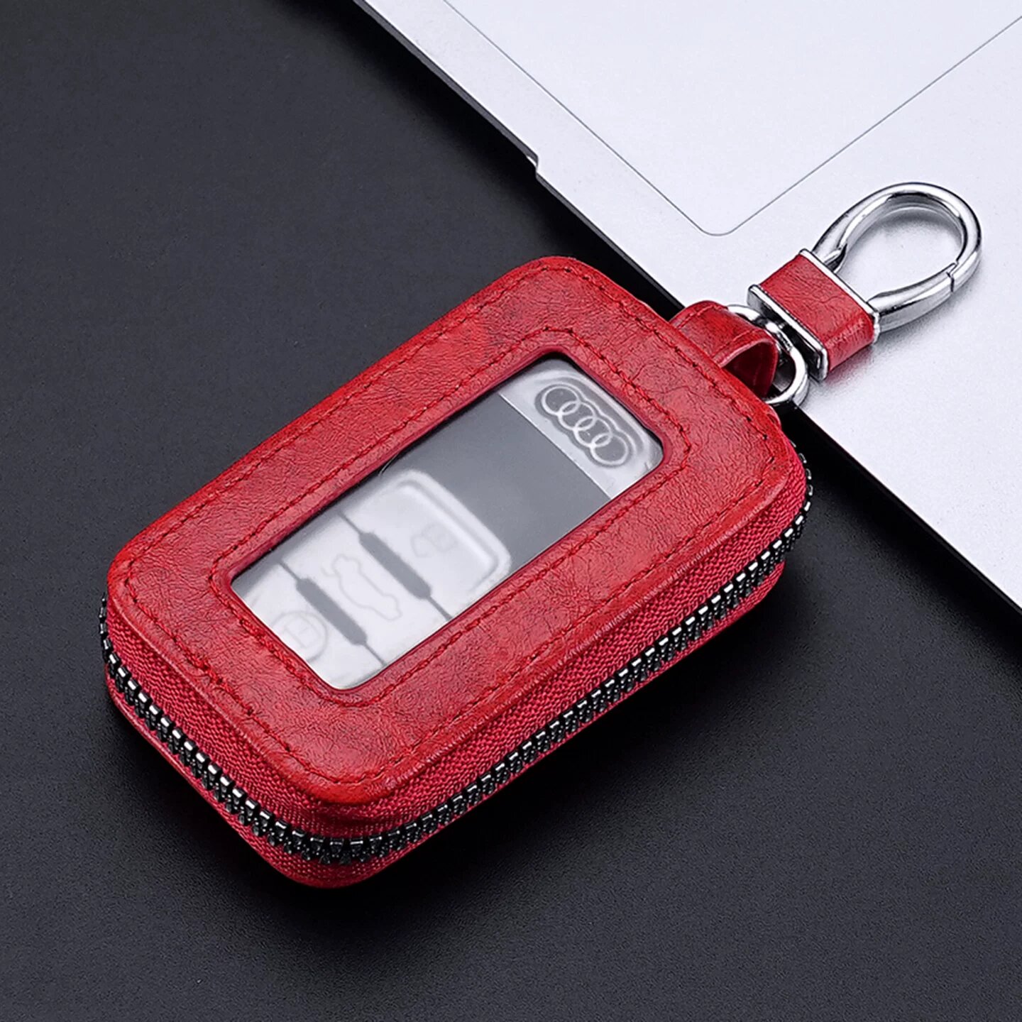 Чехол для автомобильных ключей, унисекс, большой вместимости, защитный чехол для ключей на молнии, брелок, мягкий чехол