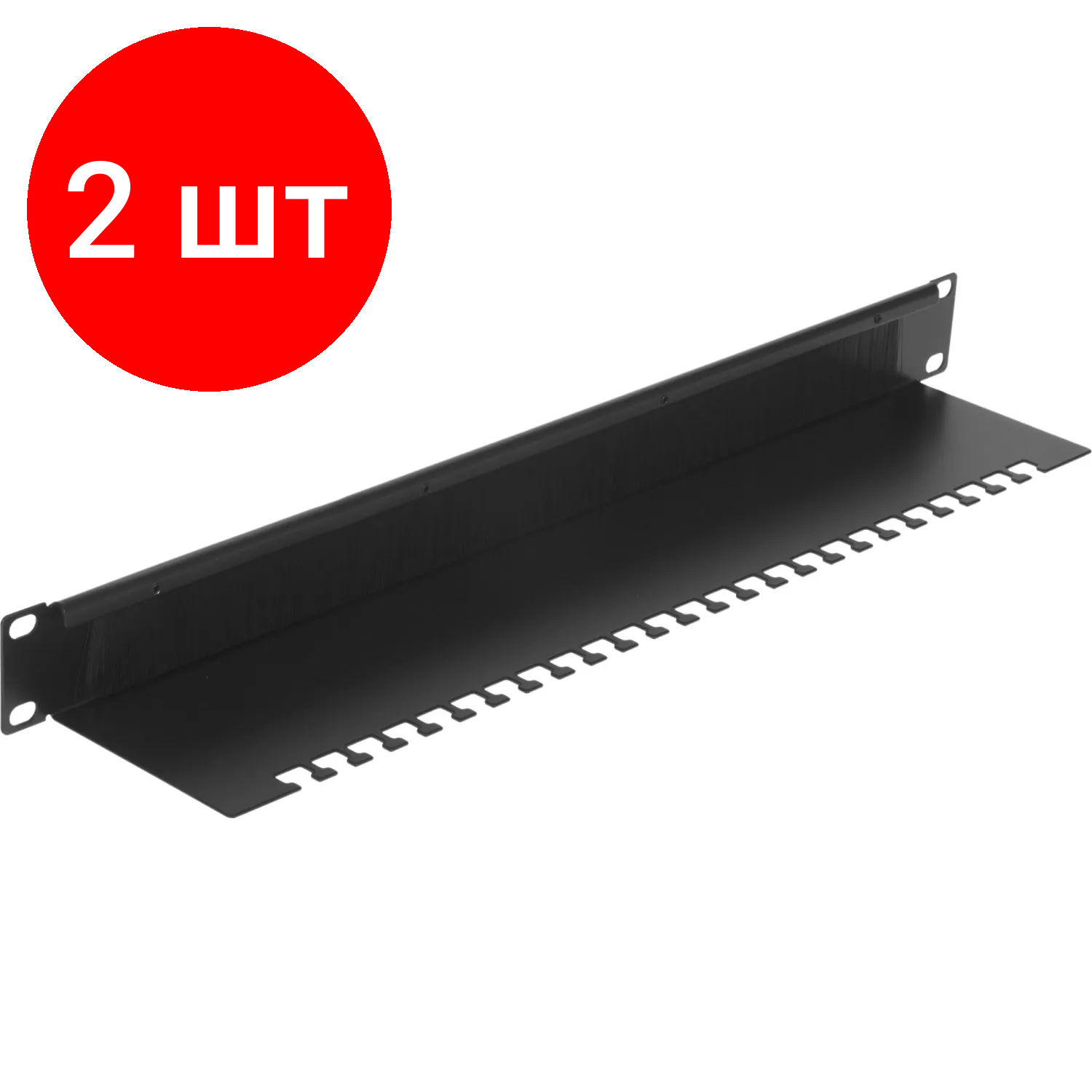 Комплект 2 штук, Кабельный органайзер 19 LANMASTER LAN-ORG/BPSB-1U c щеточным вводом