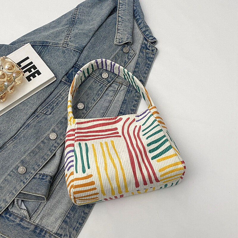 Большая полосатая сумка INS для женщин, цветная сумка через плечо, сумка для поездок, модная сумка для покупок
