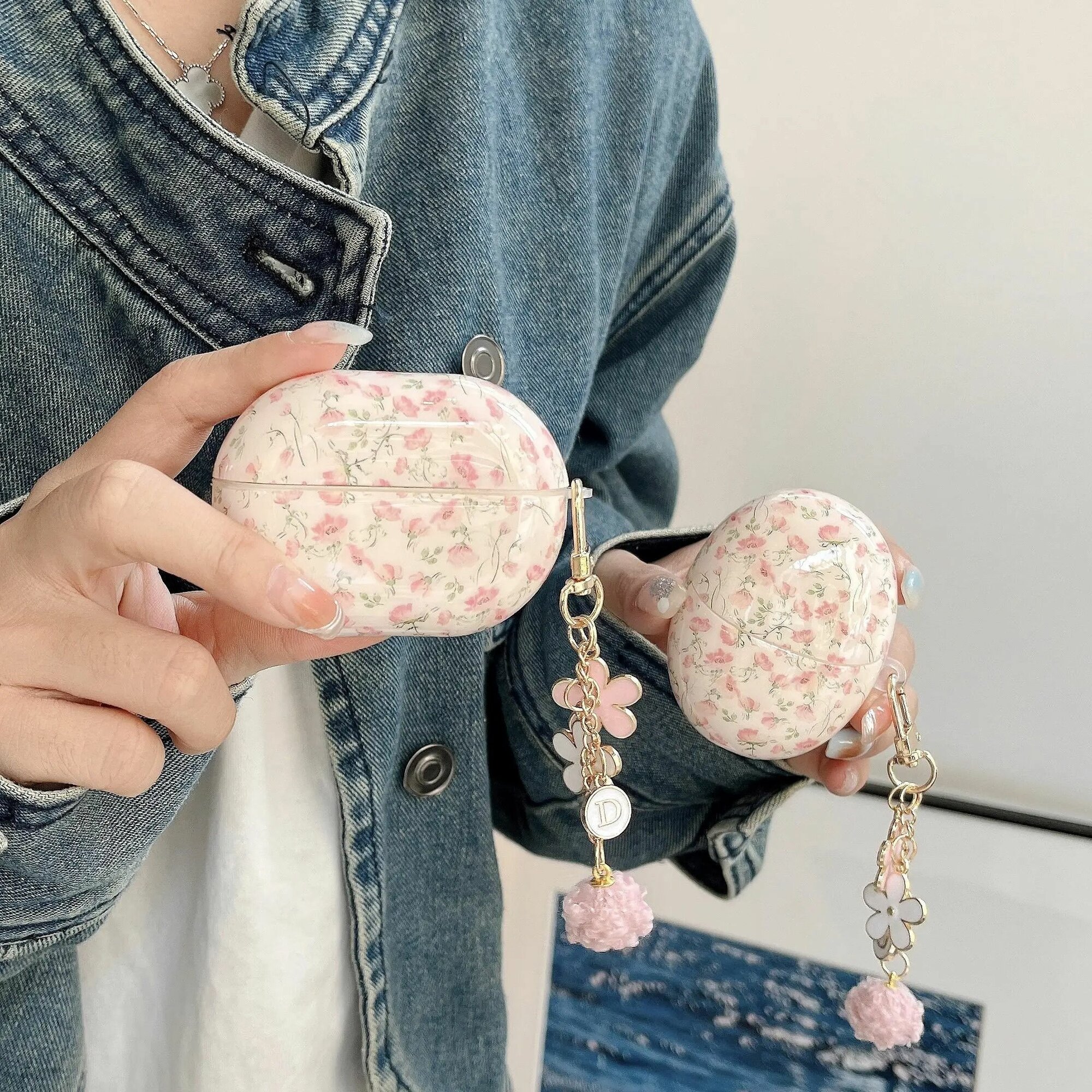 Чехол для Huawei FreeBuds Pro 3 / FreeBuds Pro 4 (наушников), Чехол для хуавеи фрибадс Про 3 / фрибадс Про 4, дополненный аксессуаром с цветами