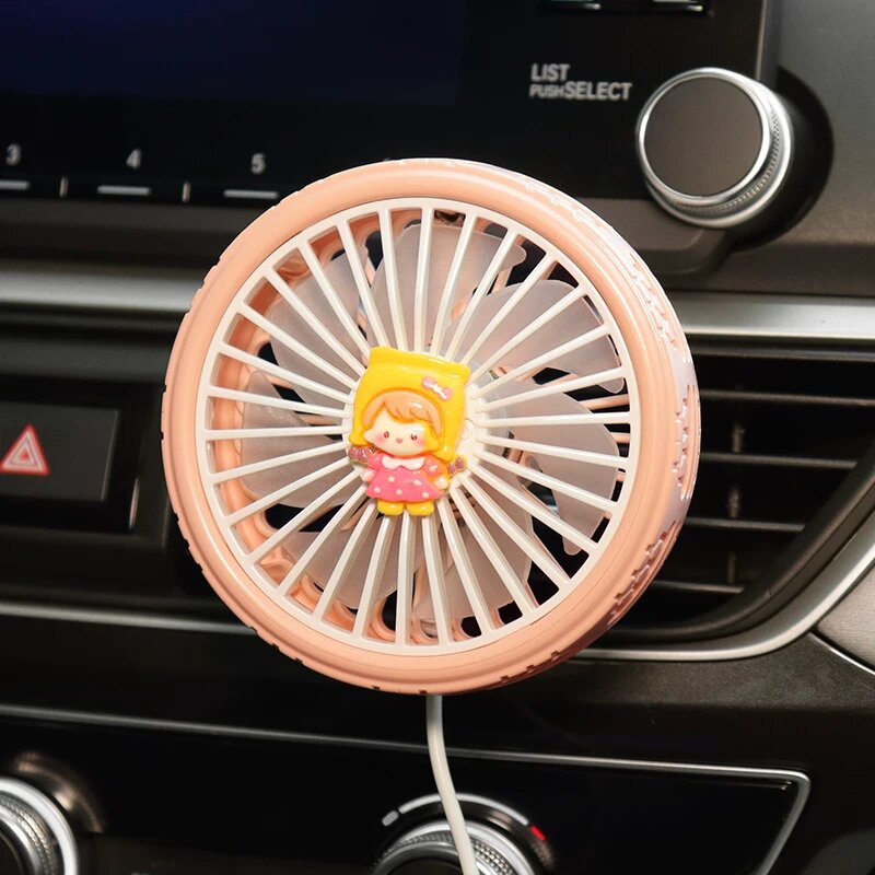 Девушка в розовом платье розовый автомобильный вентилятор с USB тихая сильная подача воздуха портативный