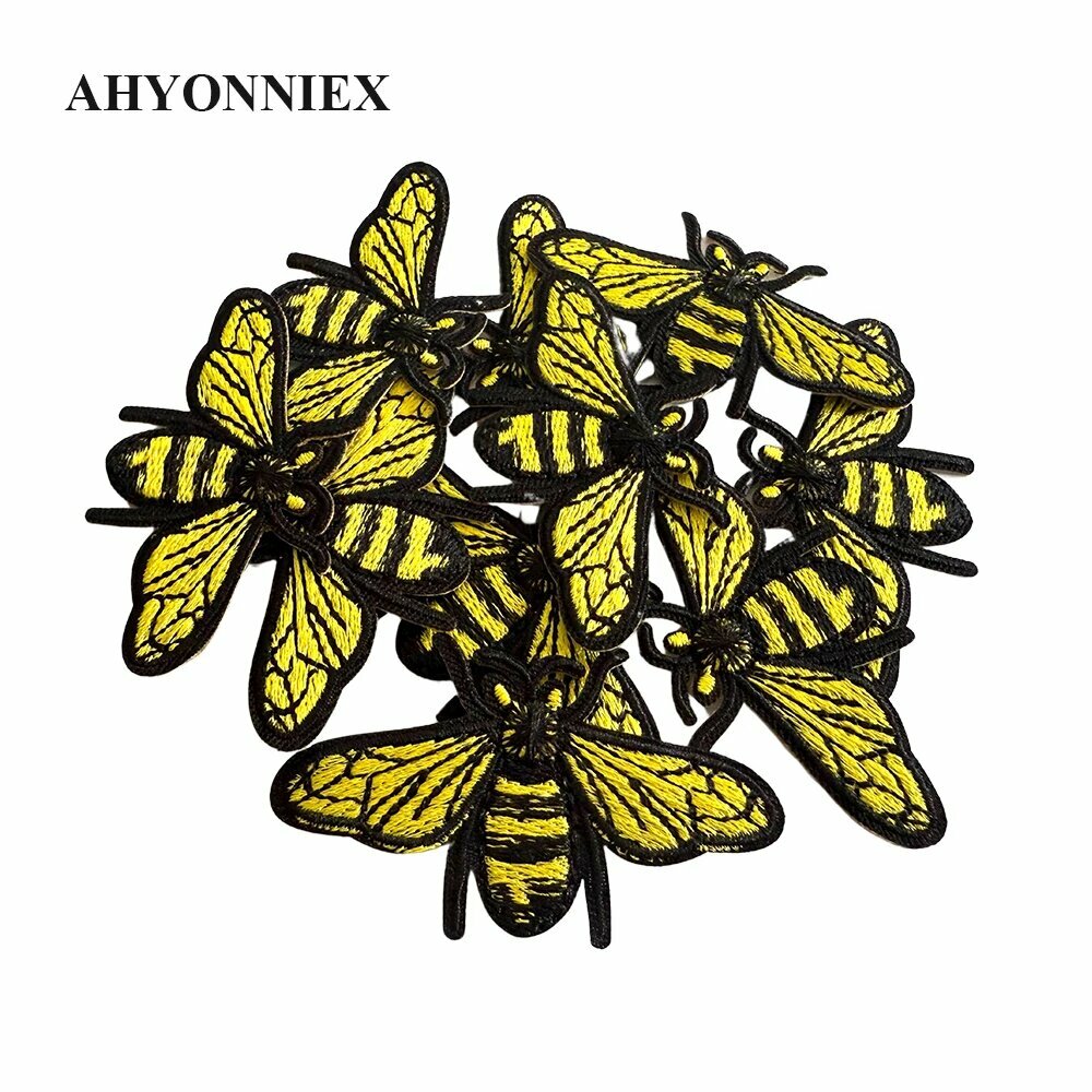 10 шт./лот, маленькая желтая нашивка в виде пчелы, вышитые утюгом нашивки для одежды, аппликация, вышивка, аксессуары для одежды «сделай сам»