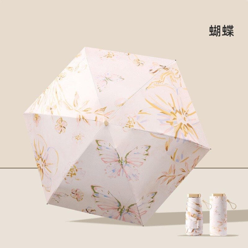 Зонт 50% off с плоской ручкой, градиентный зонт, зонт от солнца, зонт для дождя или солнца для женщин, защита от УФ, миниатюрный портативный компактный зонт для защиты от солнца