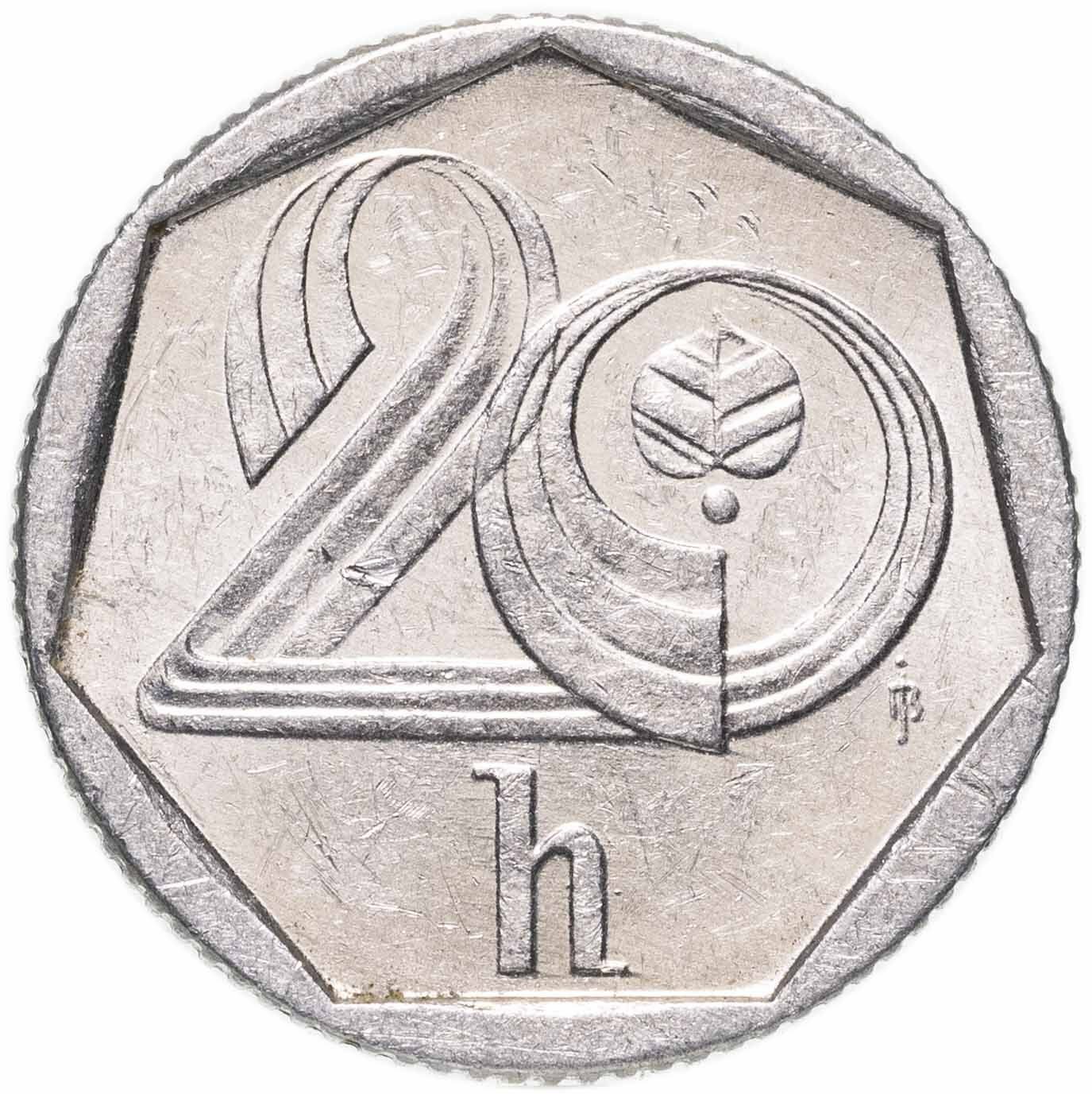 Чехия 20 геллеров 1993, Алюминий, в сохранности AU