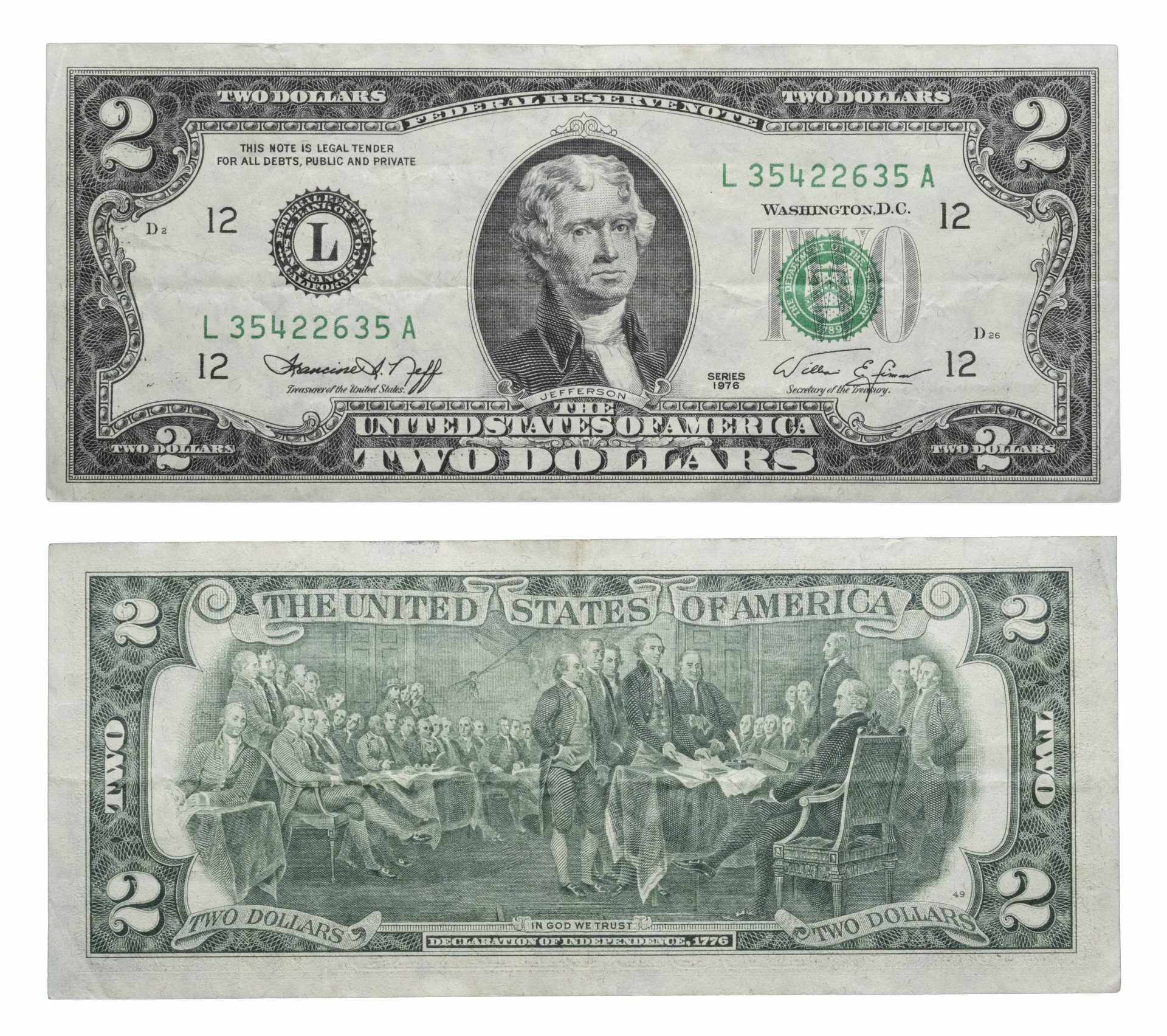 США 2 доллара 1976 года Pick 461 L-Сан Франциско