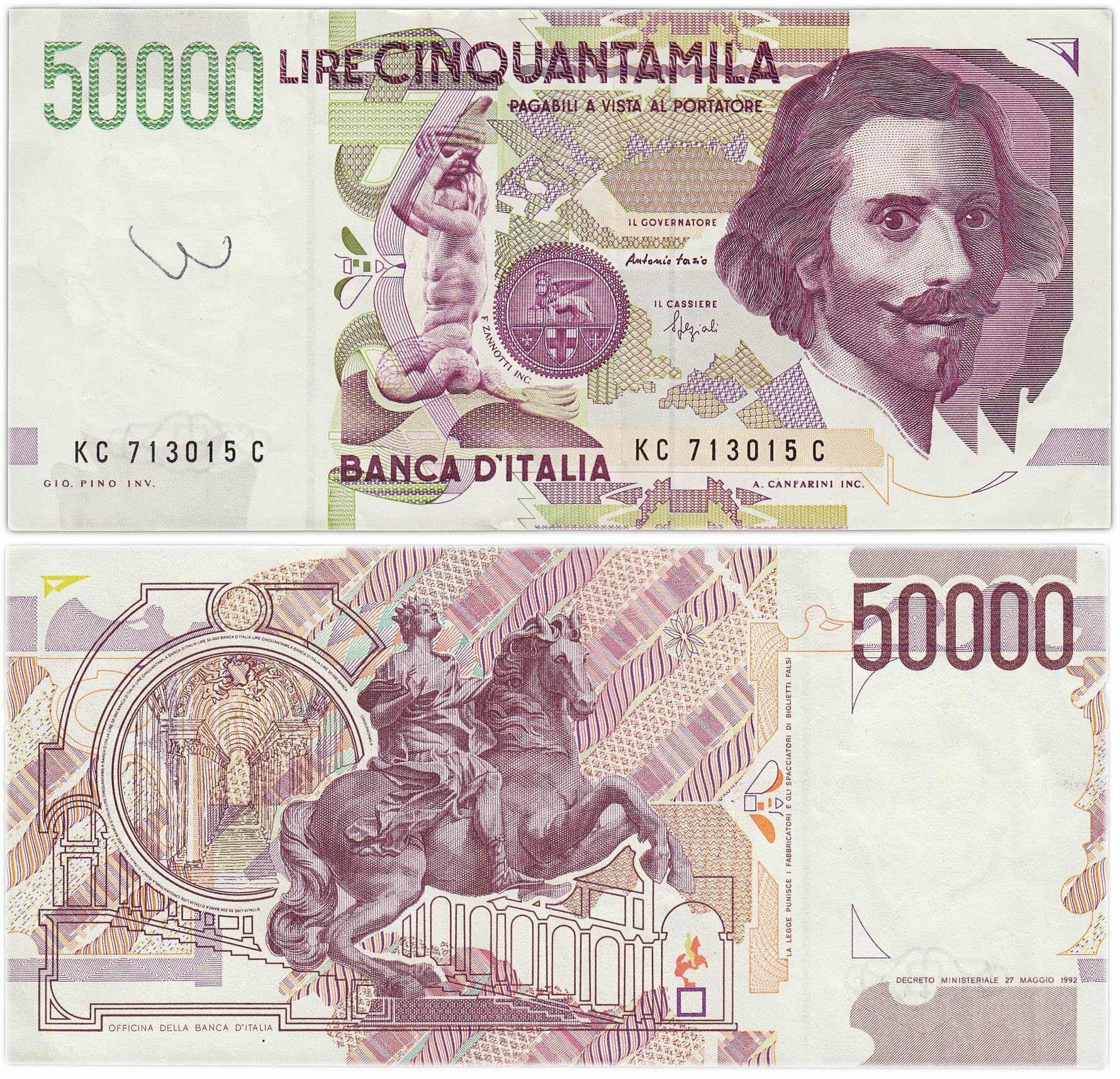 Италия 50000 лир 1992 Pick 116b