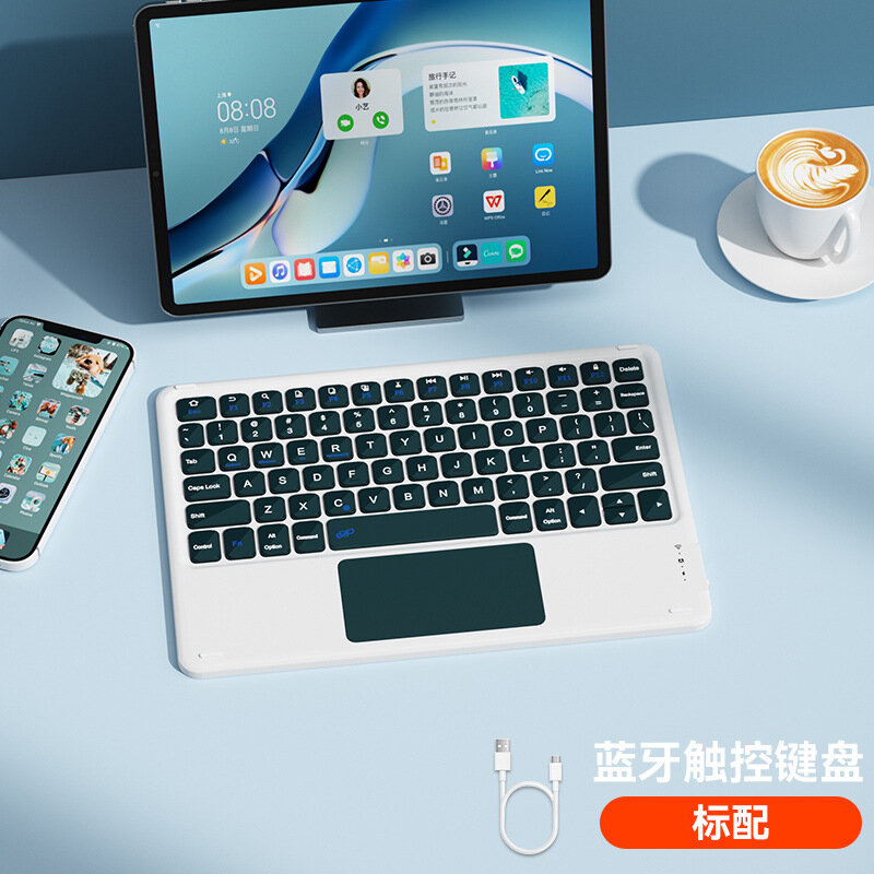 BOW Темно-ночнозеленая бесшумная сенсорная клавиатура с Bluetooth, портативная и перезаряжаемая для планшетов Apple и