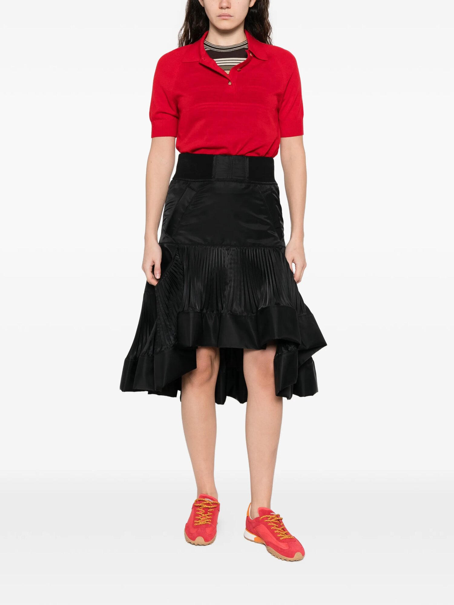 Юбка Sacai Pleated midi skirt, размер 42, черный — фото 1