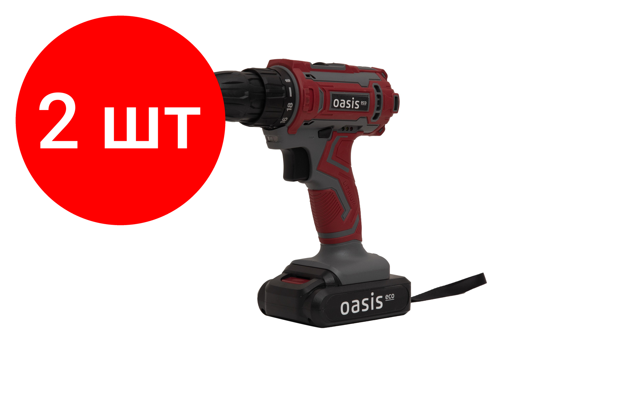 Комплект 2 шт, дрель-шуруповёрт аккум.18В 0-350/1350 об. МИН. Крут. МОМ.35НМ 2 АКК. ЛИТ. ВЕС 1.5КГ IP30 OASIS