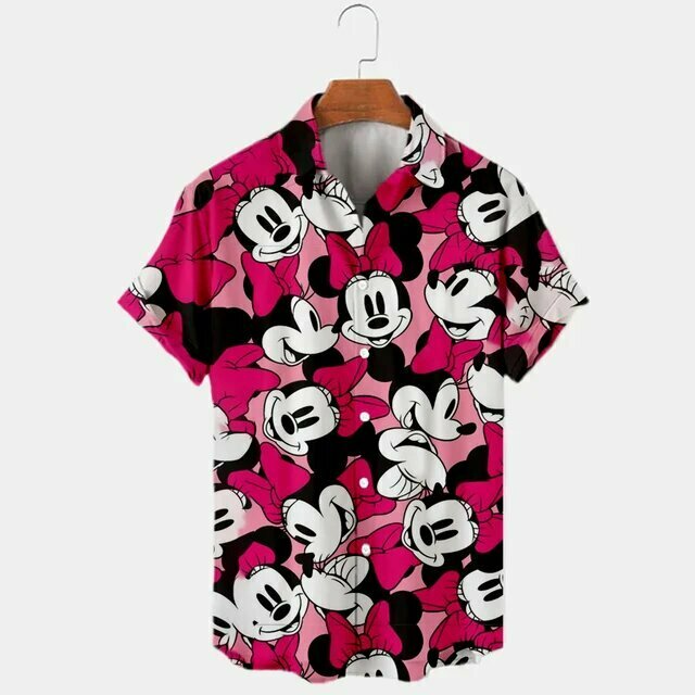 Мужская рубашка с короткими рукавами и лацканами Miniso из летней коллекции Disney Mickey Mouse 2024 года с рисунком в виде мультяшного персонажа, Размер: XL