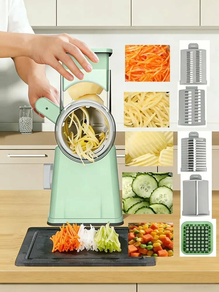Комбайн здоровье электрический для овощей, с контейнером и защитой от порезов, компактная для дома