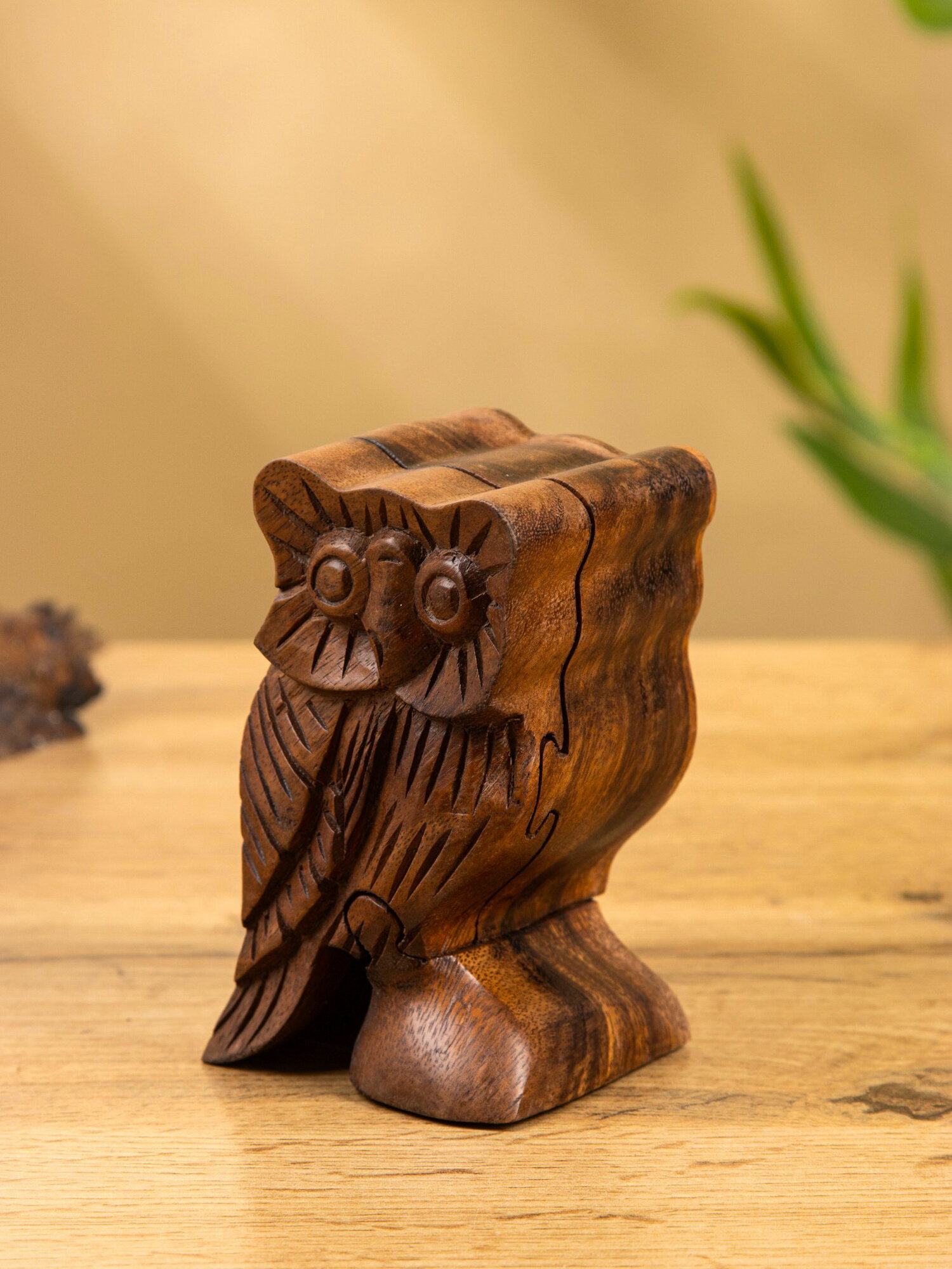 Шкатулка с секретом "Сова", 12x7x6.5 см, особенности шкатулки: фигурная