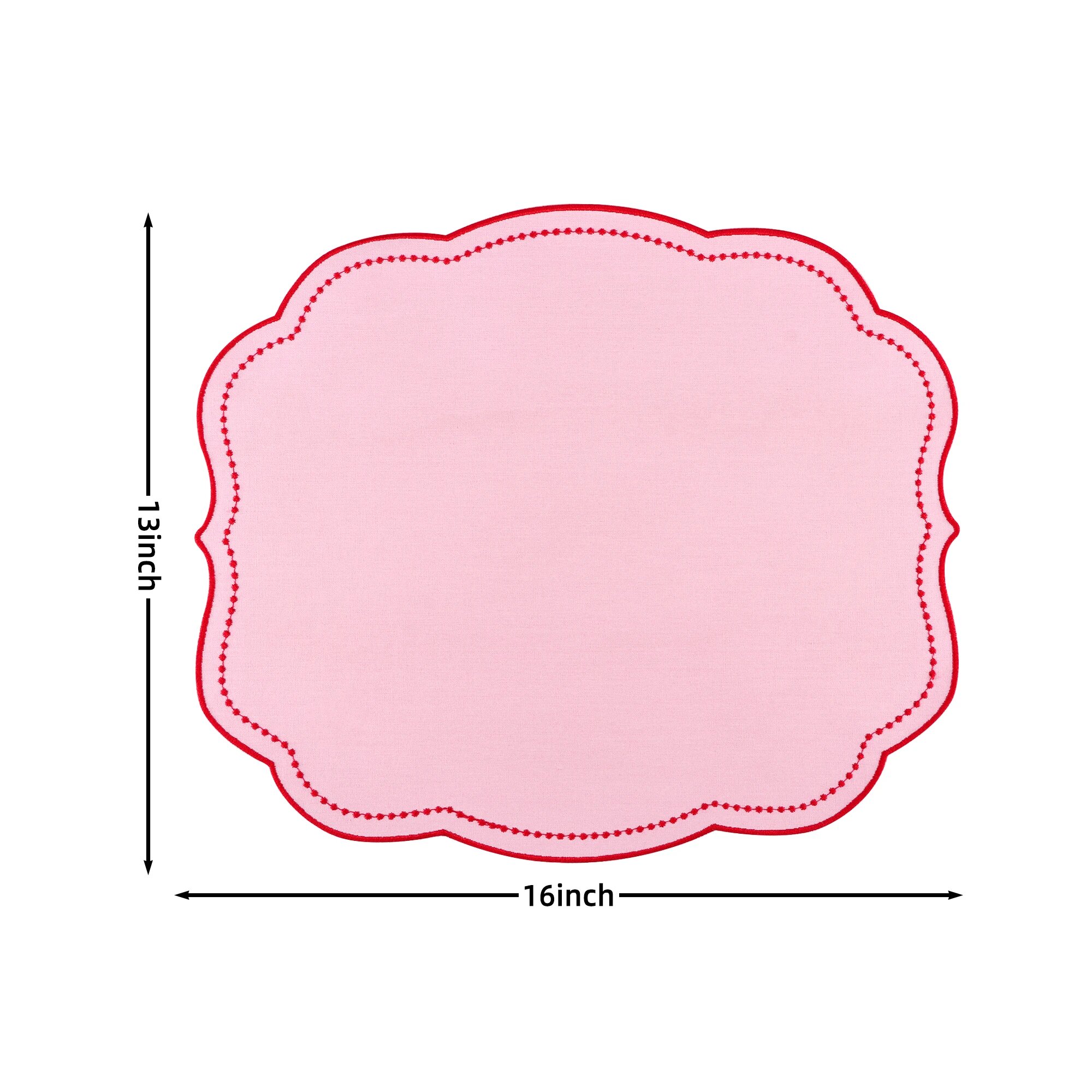 Хлопково-льняная тканевая салфетка с вышивкой, 1 шт. Розовый, Placemat Pink
