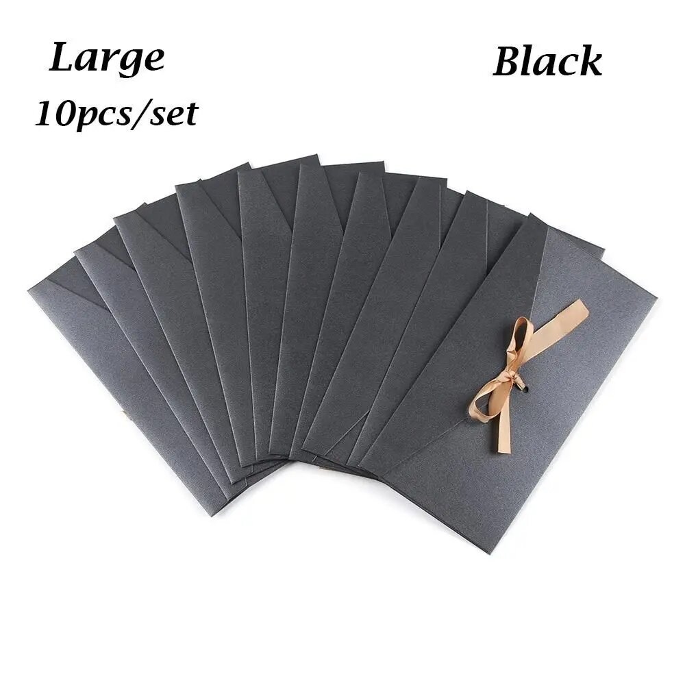 Конверты из перламутровой бумаги Kraft 10 шт. Черный, Black-Large
