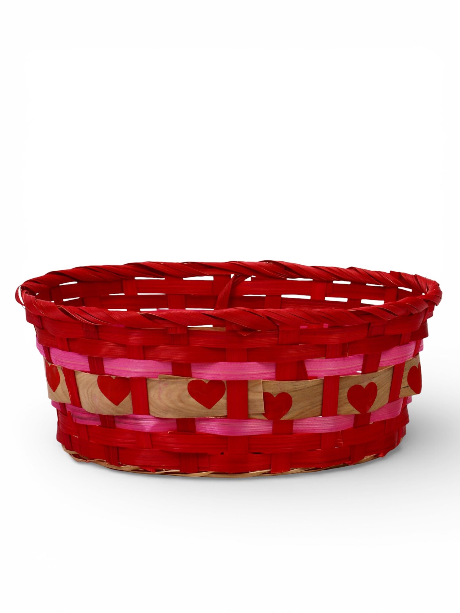 Корзина плетёная для хранения «Сердечки», 25×20×10 см, бамбуковая, красная, Greengo