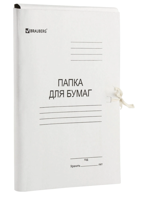 Папка для бумаг с завязками картонная BRAUBERG, OfficeSpace гарантированная плотность 300 г/м2, до 20