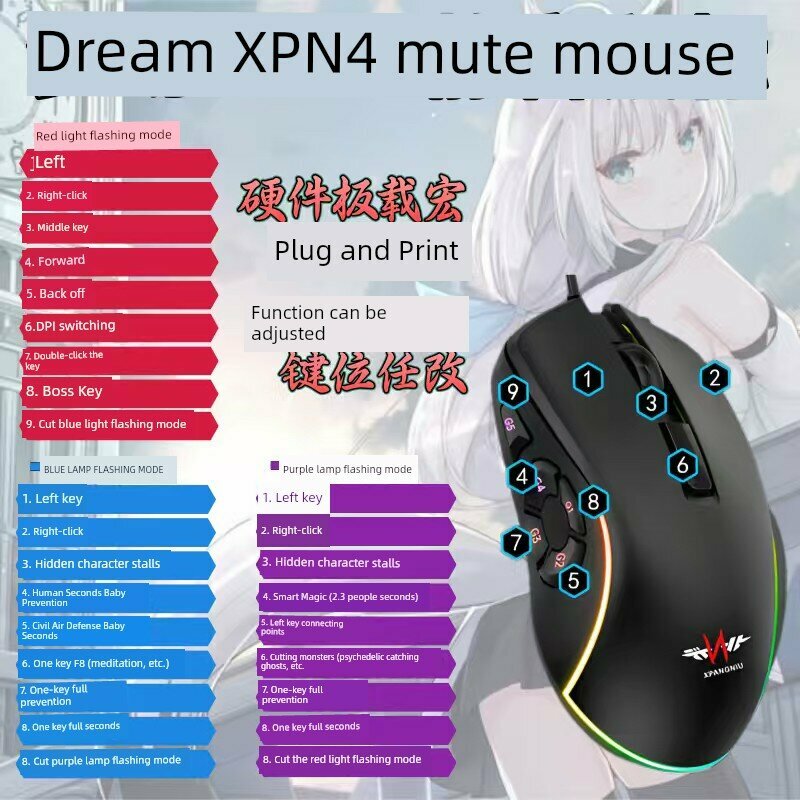 Dream Journey to the West Silent Hardware Macro Keyboard Cutting Monster Connects with Driver Macro File Nine Licheng
