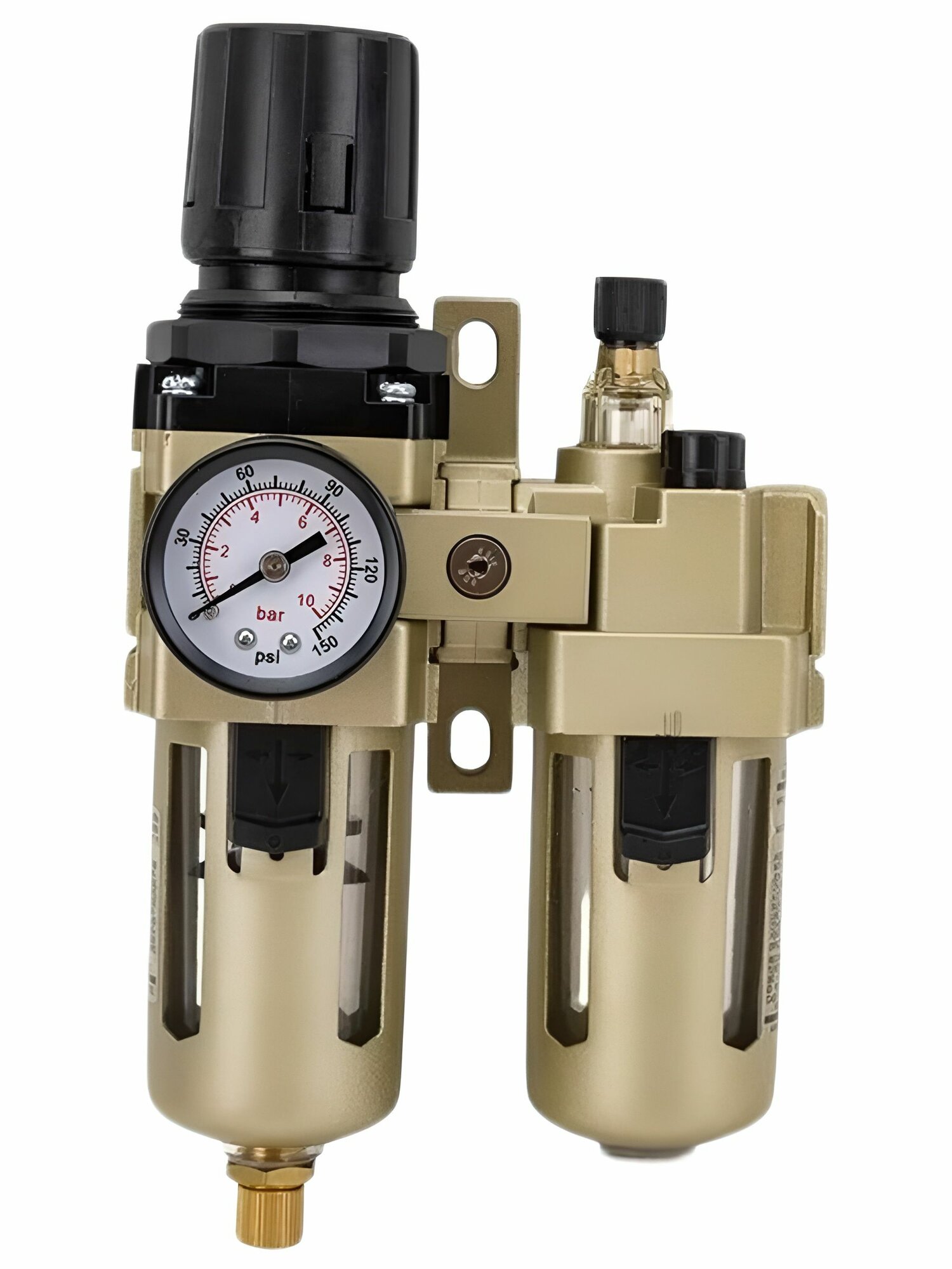 Фильтр-влагоотделитель Pegas pneumatic AC3010-02 с регулятором давления, лубрикатором 1/4" 4703