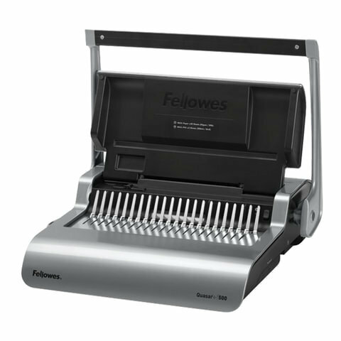 Переплетная машина для пластиковой пружины FELLOWES "QUASAR+", пробивает до 25 л, сшивает до 500 л, FS-56277