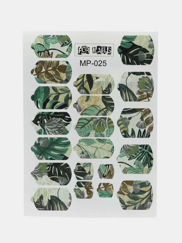 Наклейки плёнки для ногтей листья, лето, MP025, для маникюра и педикюра