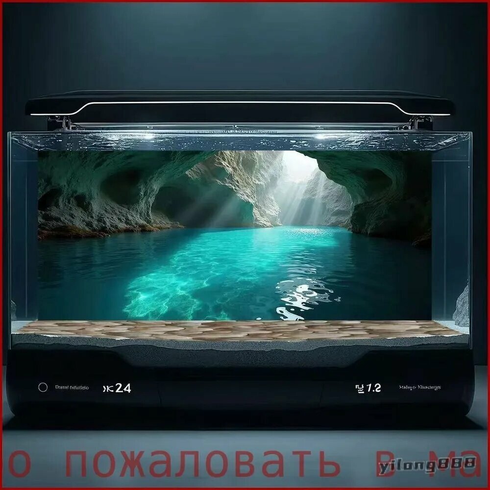 Фон для аквариума Декорации Подводные пещеры,40x30см