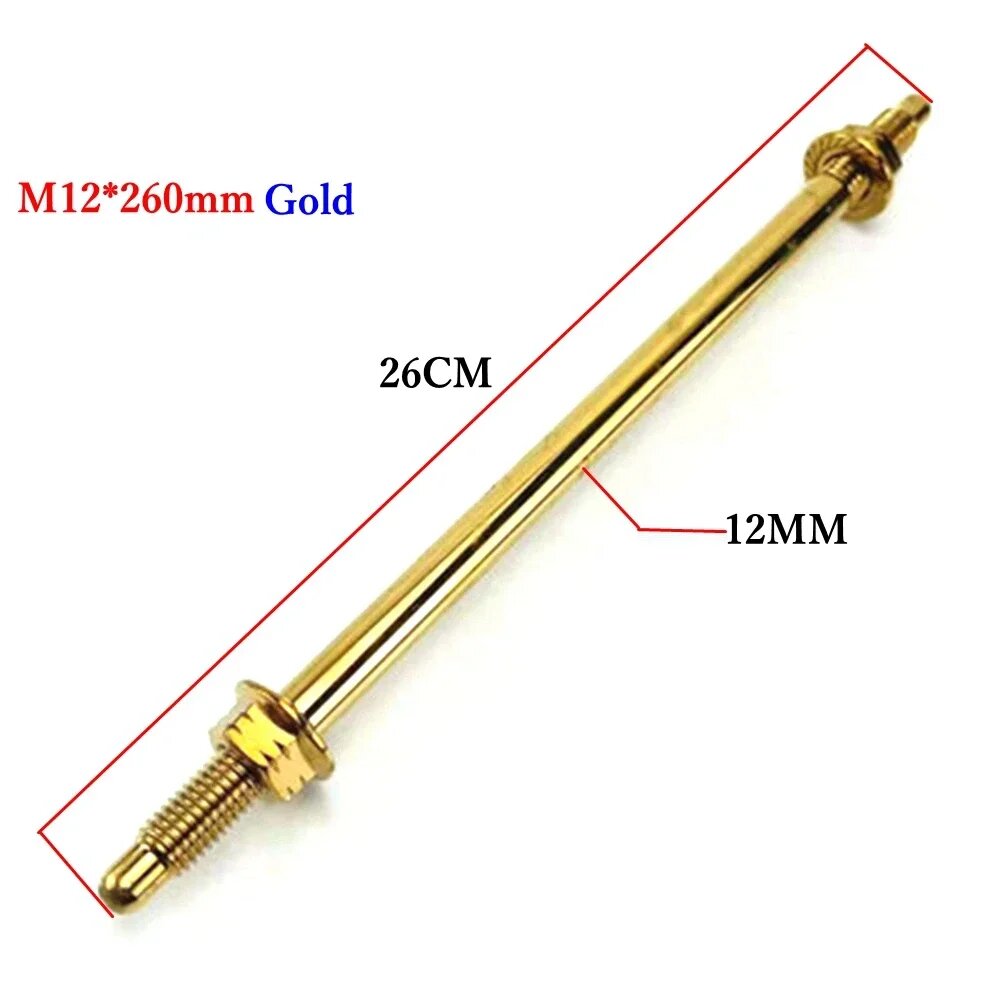 Универсальная передняя ось колеса M10/12x220-360 мм для мотоциклов и электроскутеров, M12x260mm gold