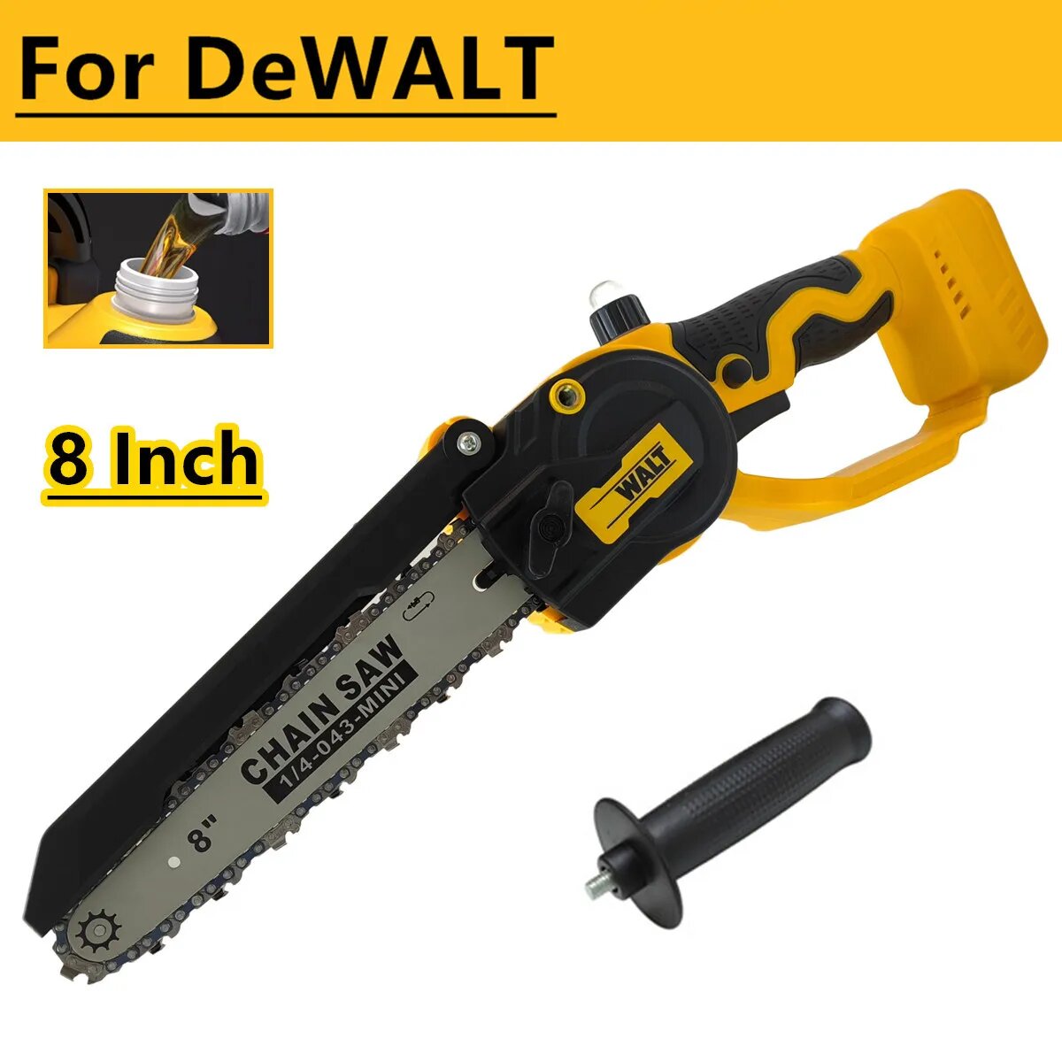 Для DEWALT 20 В аккумуляторная бесщеточная электрическая бензопила 8-дюймовая автоматическая масленка садовая цепная пила для обрезки аккумуляторных электроинструментов