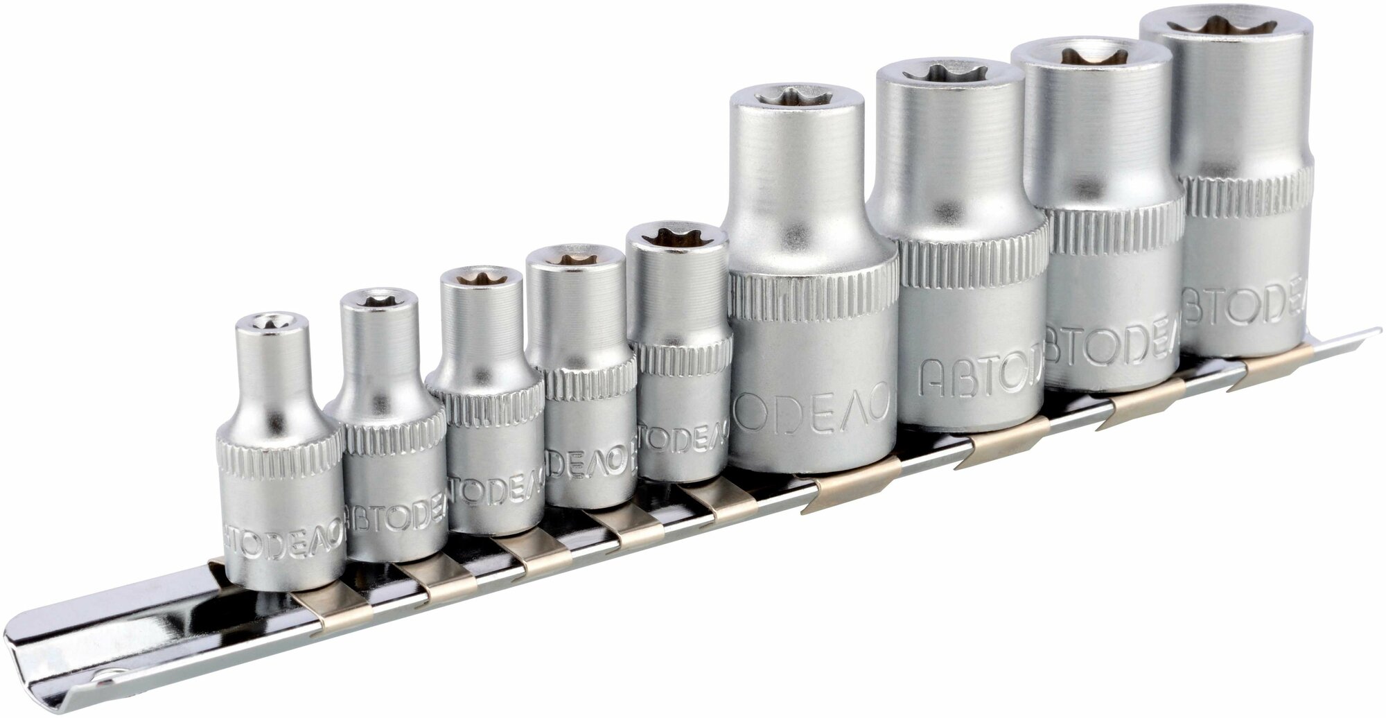 Набор головок TORX E4-E16 DR1/4"+1/2" 9 шт. на планке АвтоDело 39829