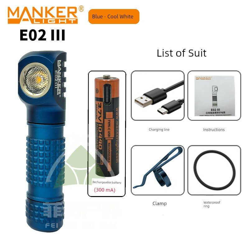 Фонарик Manker E02 III с магнитным углом и ключом - 560 люменов холодный белый, водонепроницаемый мини-EDC с батареей