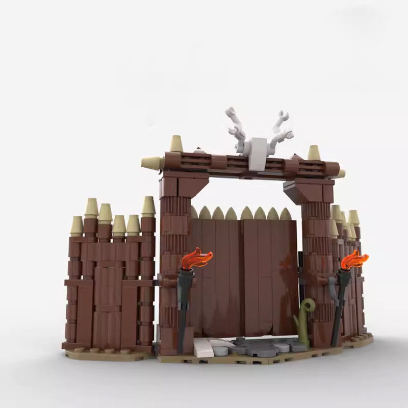 MOC-103656 Ворота деревни викингов Креативное здание с видом на улицу Собранный строительный блок Орнамент Мальчик