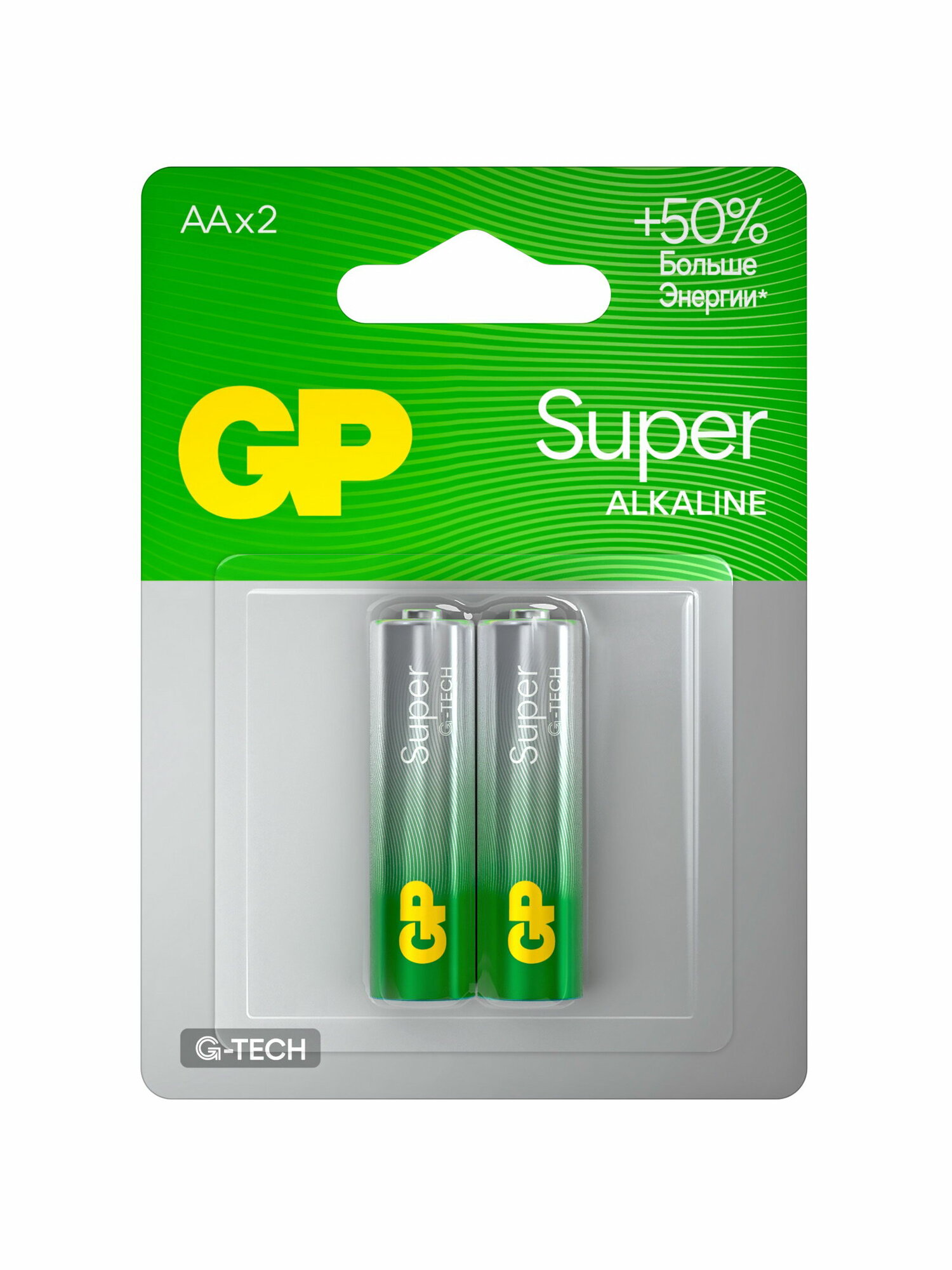 Батарейка алкалиновая Super, AA, LR6-2BL, 1.5 В, блистер, 2 шт.