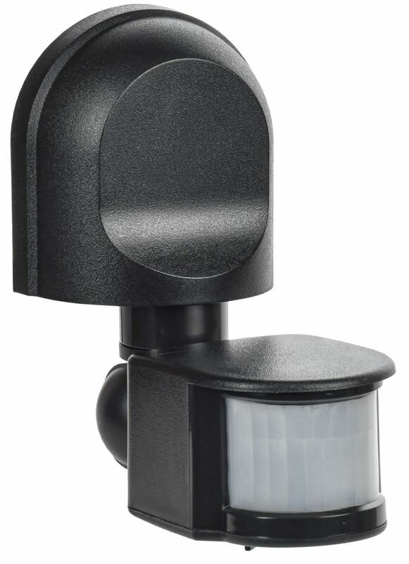 Детектор движения IEK ДД 008, 1100 Вт, угол обзора 180 градусов, дальность 12 м, IP44, черный